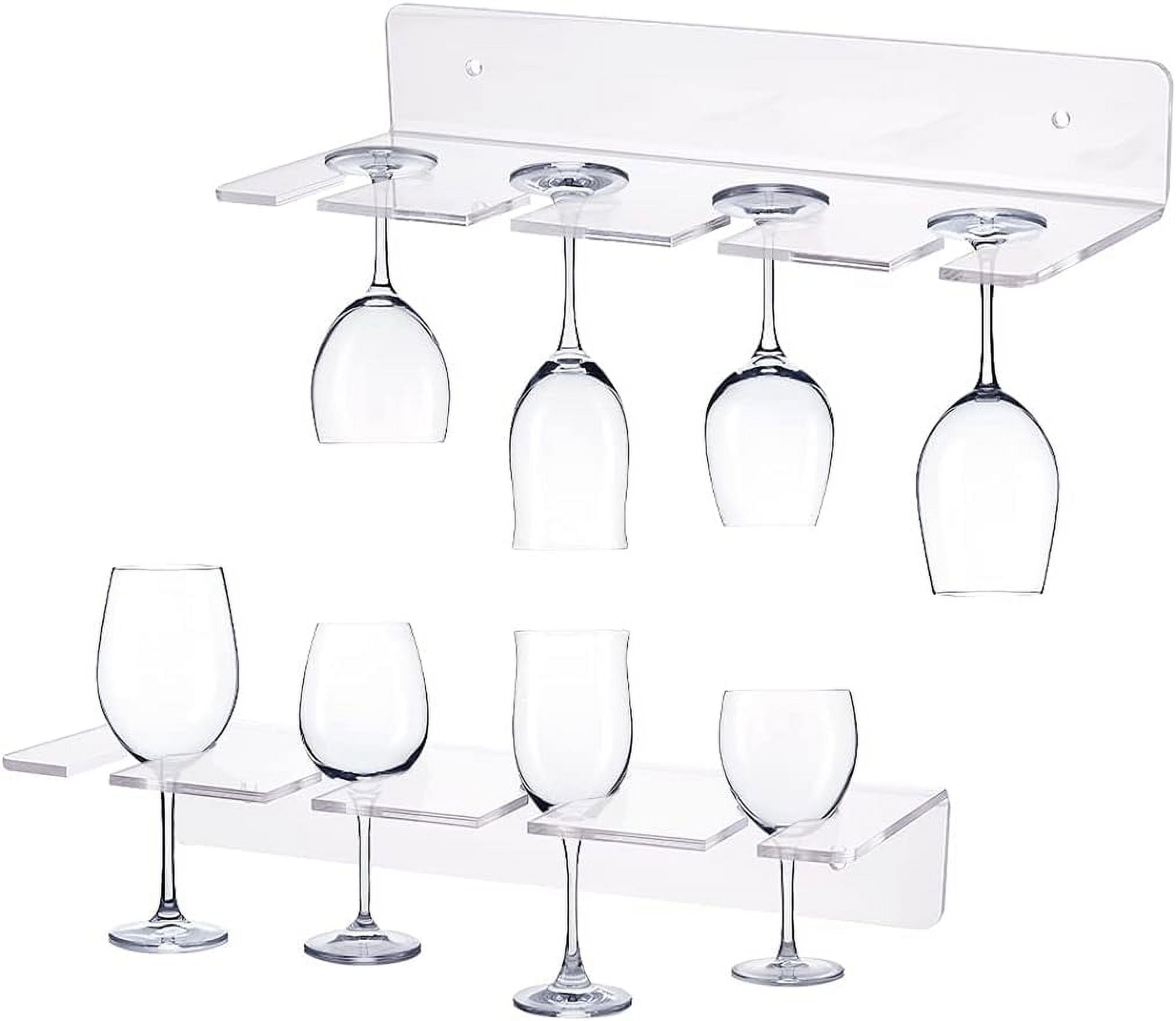 2 Pack Acrylic Wine Glass Holders Wall Mounted Clear Wine Glasses ...