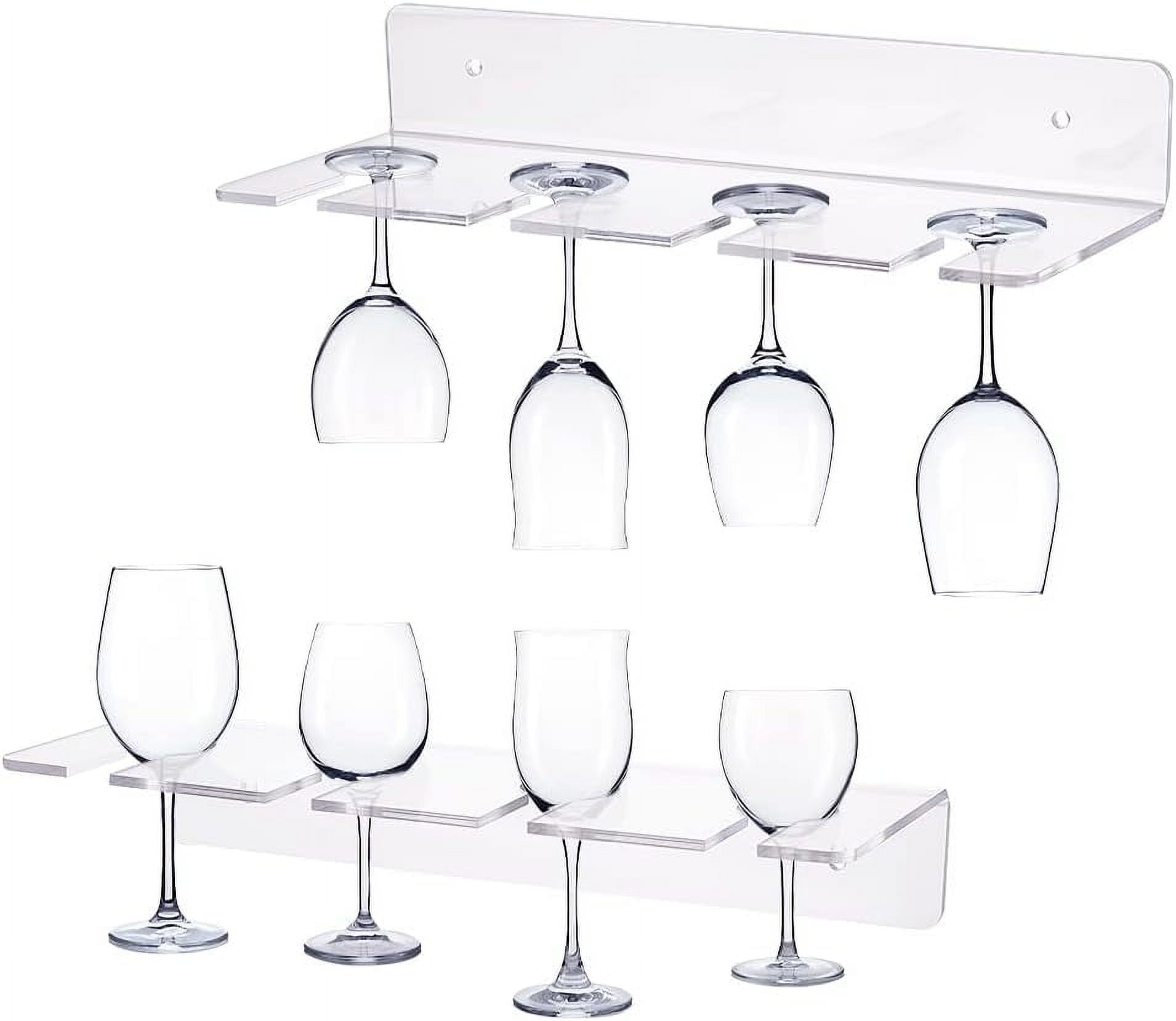 2 Pack Acrylic Wine Glass Holders Wall Mounted Clear Wine Glasses ...