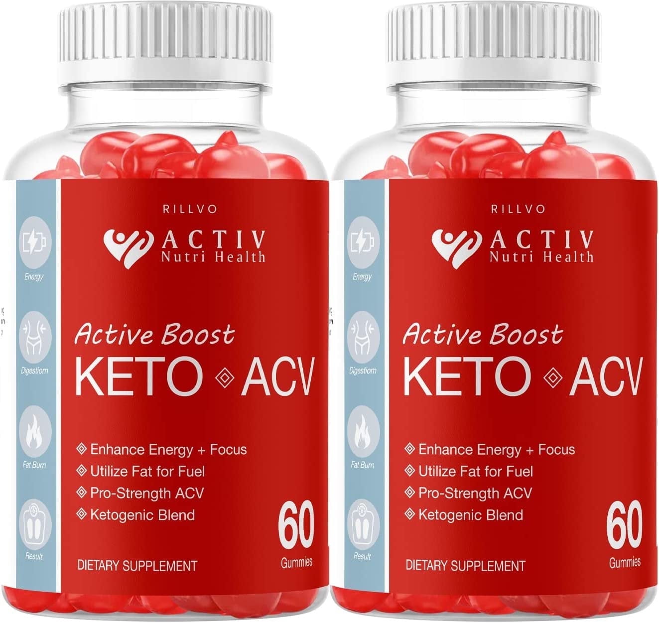 2 Pack Activ Boost Keto ACV Gummies - Advanced Formula Apple Cider ...
