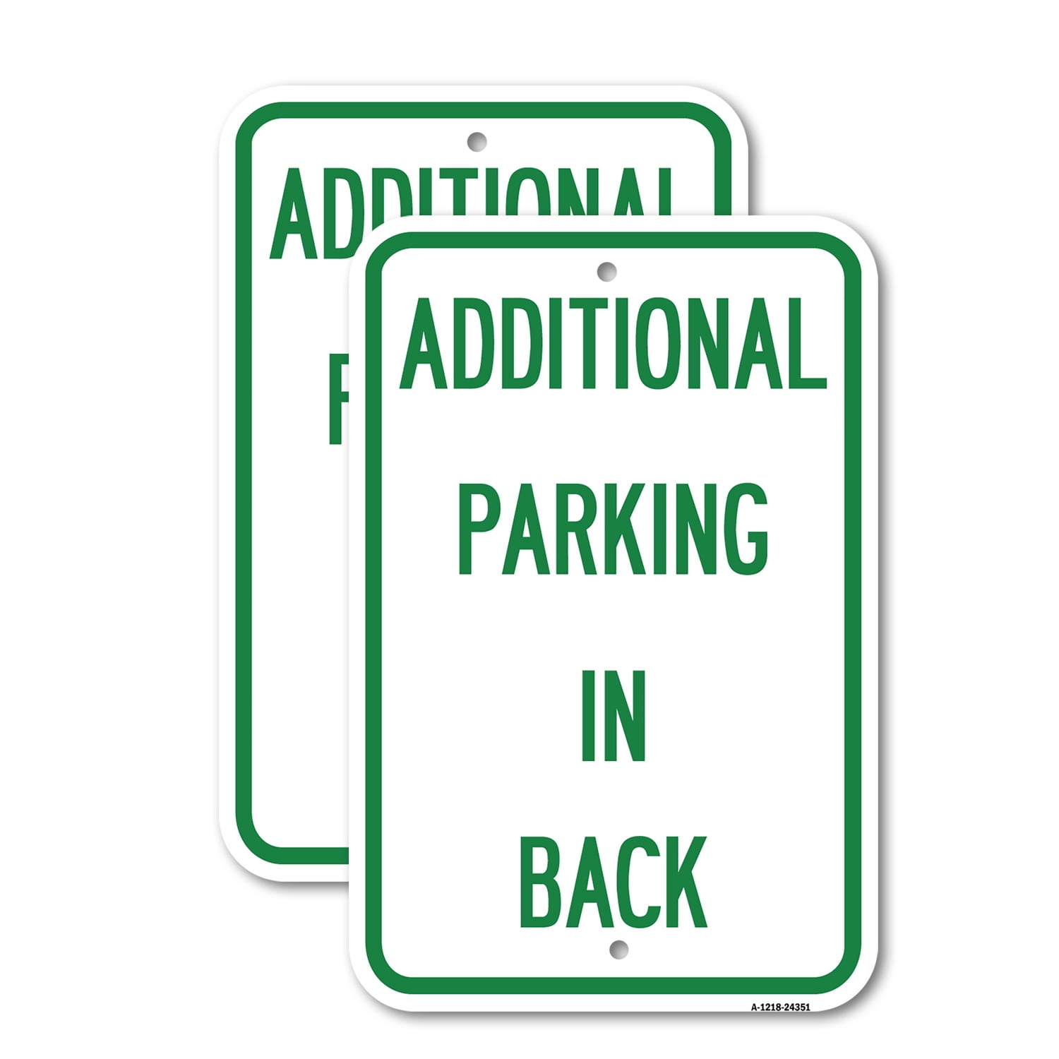 (2 Pack) Additional Parking in Back Sign | 18" X 24" Heavy-Gauge ...