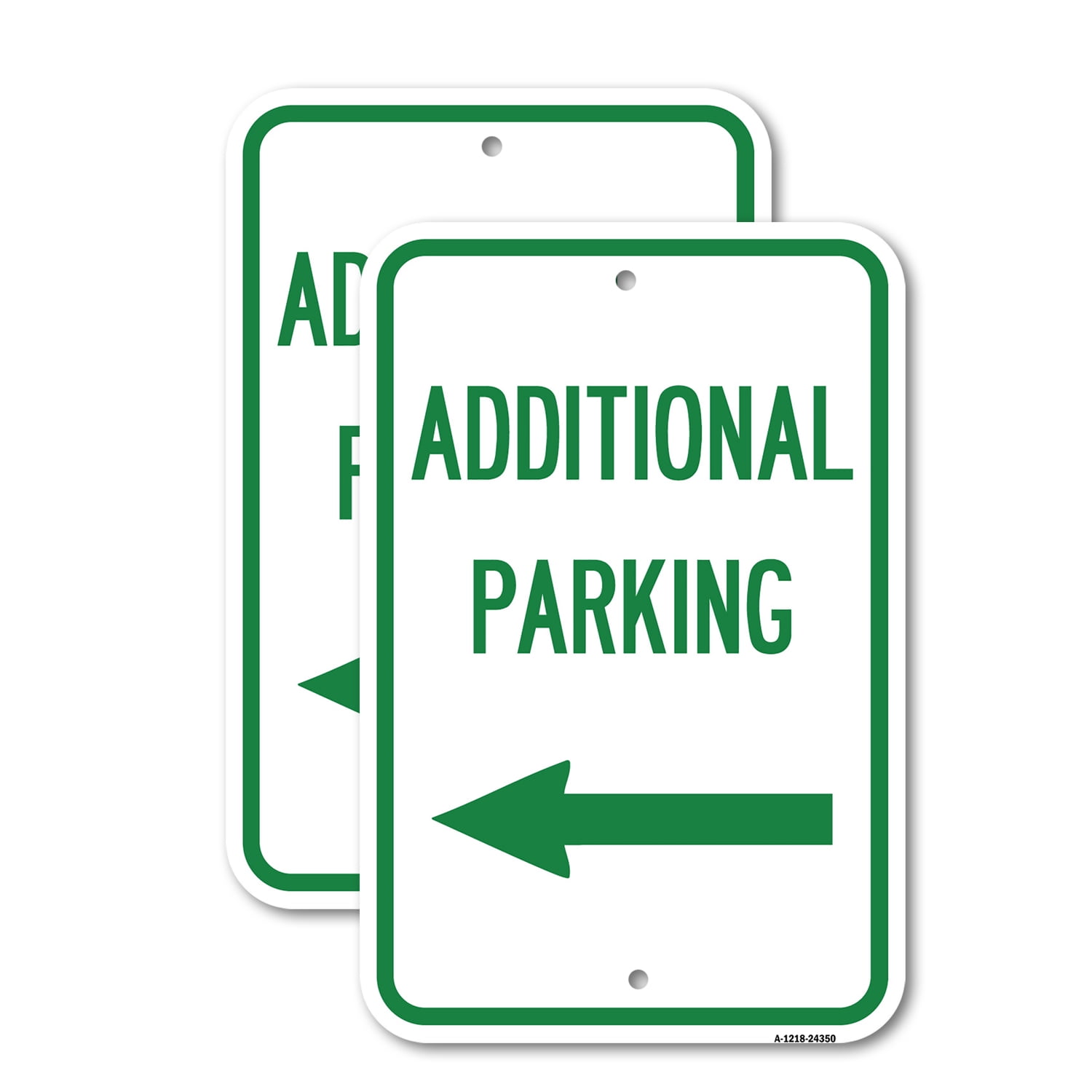(2 Pack) Additional Parking Sign (Left Arrow) | 18" X 24" Heavy-Gauge ...