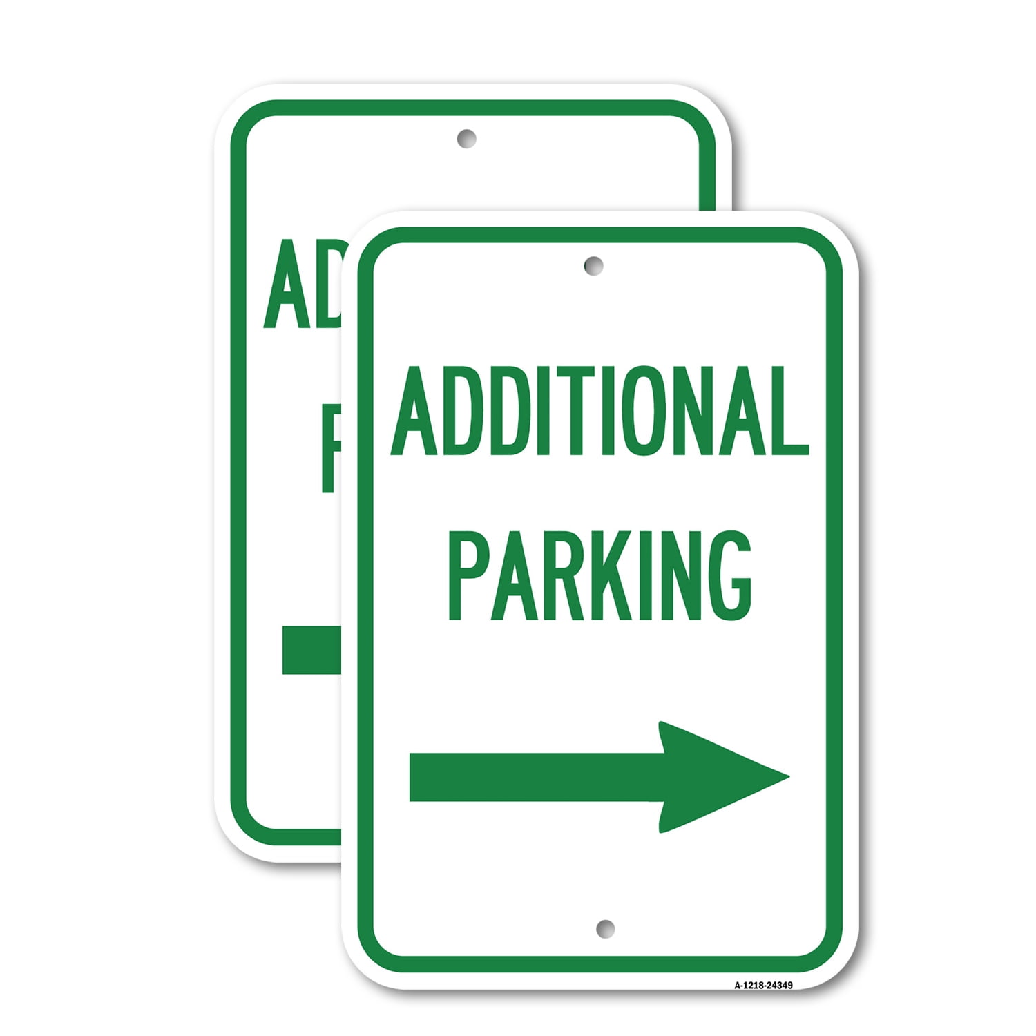 (2 Pack) Additional Parking Sign (Right Arrow) | 18" X 24" Heavy-Gauge ...