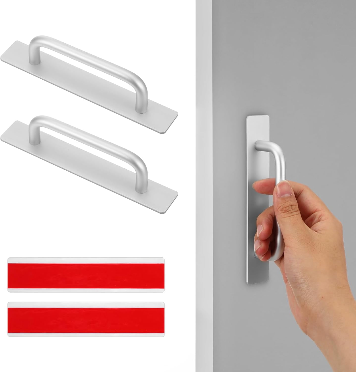 2 Pack Adhesive Pull Handles Self Stick Door Handles Cabinet Drawer ...