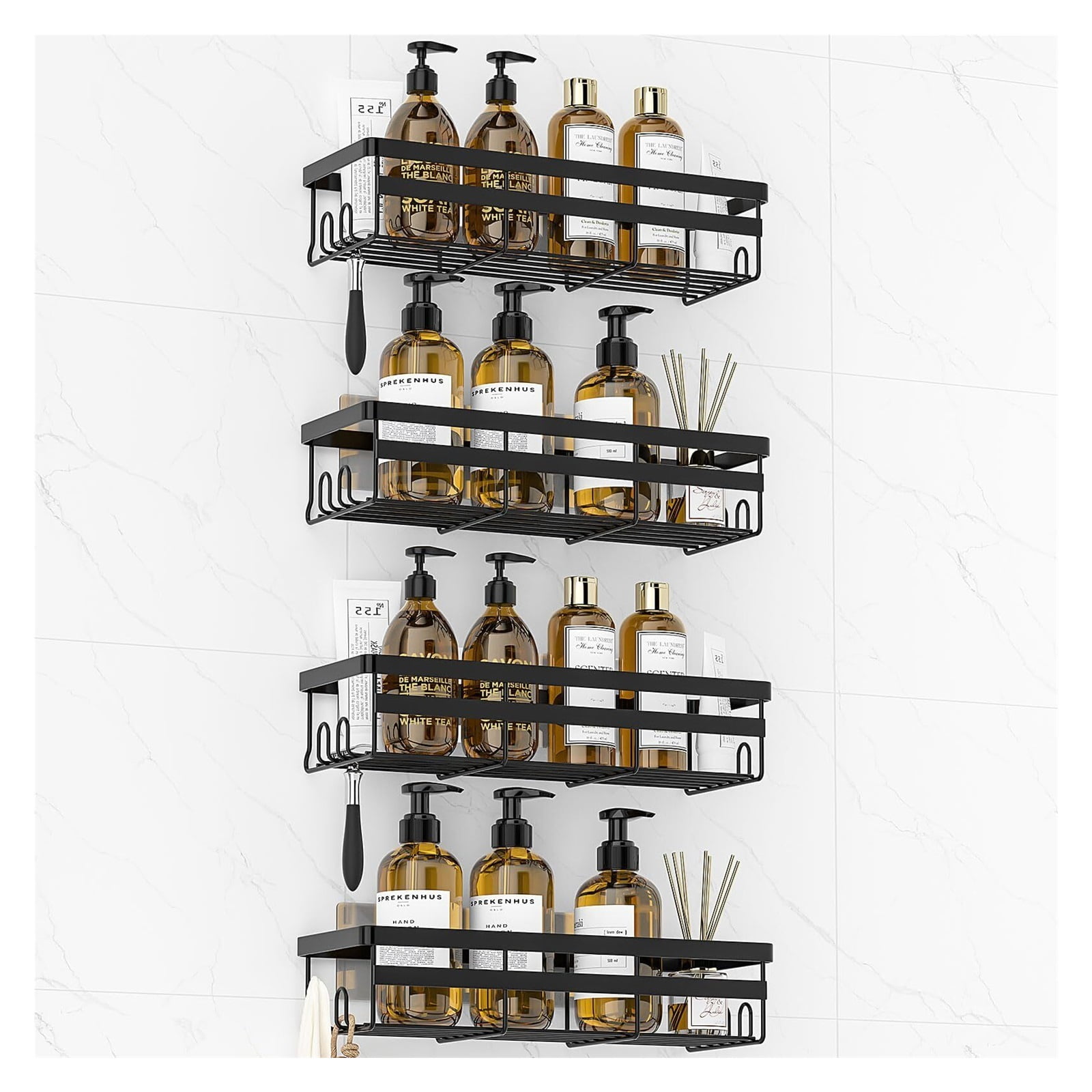 2-Pack Adhesive Shower Caddies - No Drill, Stainless Steel, Bathroom ...