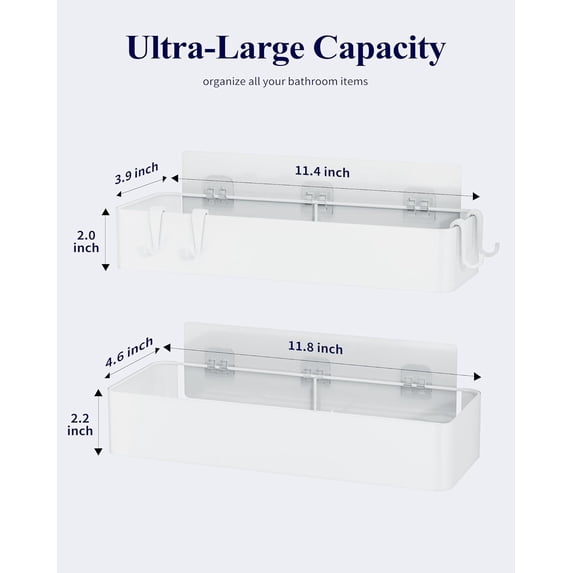 2 Pack Adhesive Shower Caddy Organizer, Rustproof Metal Bathroom ...