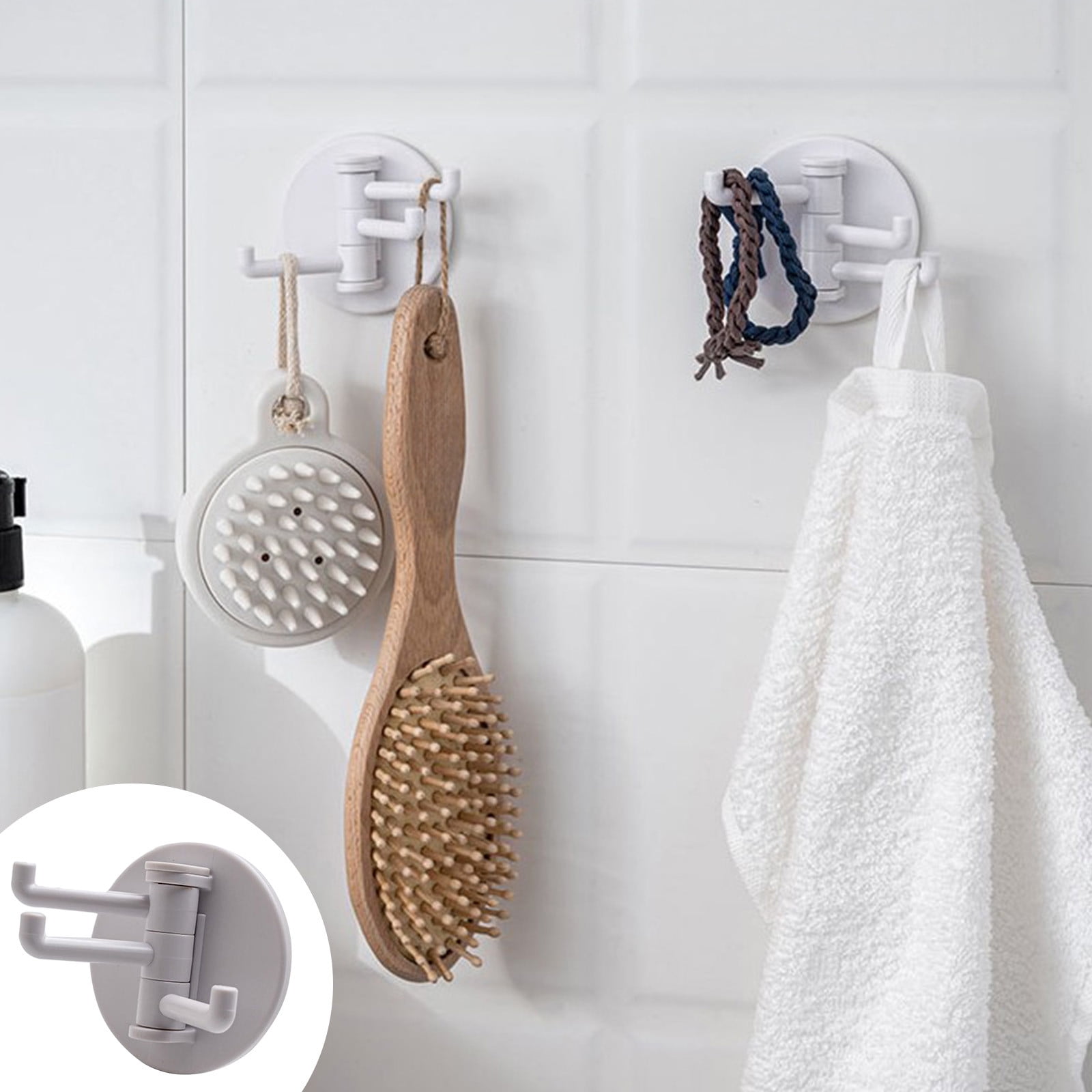 2-Pack Adhesive Wall Hooks, Multifunctional No-Punch, Strong Hold, Easy ...