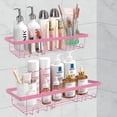 2 Pack Adhesive White Shower Caddy Organizer with Hooks, Rustproof No ...