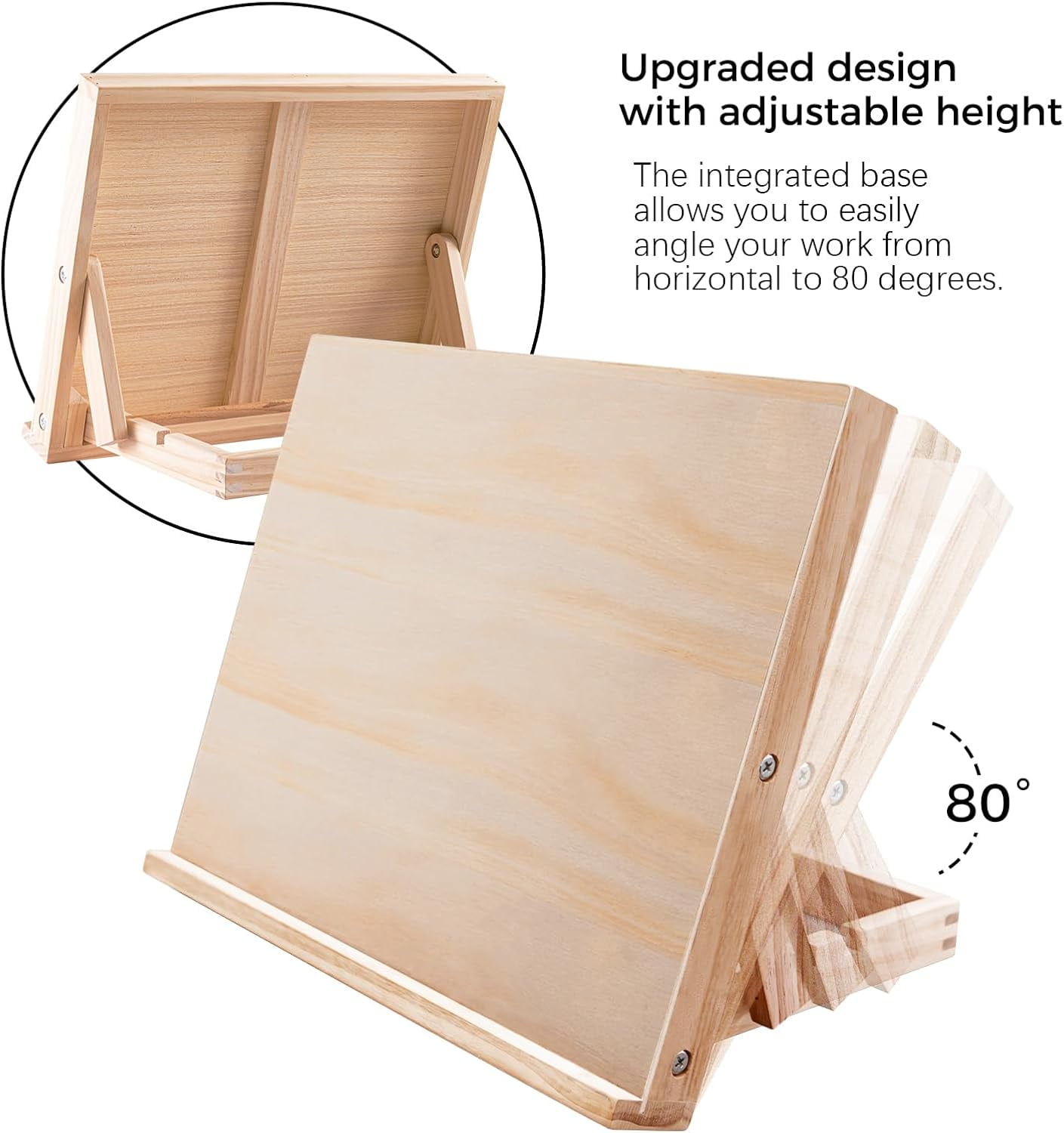 2-Pack Adjustable Angle Tabletop Wooden Easel - Portable Stand for ...