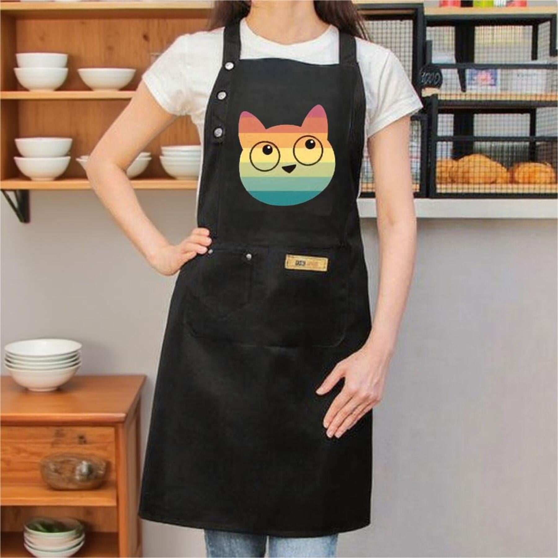 2 Pack Adjustable Aprons for Men & Women - Cute Cat Face Design with ...