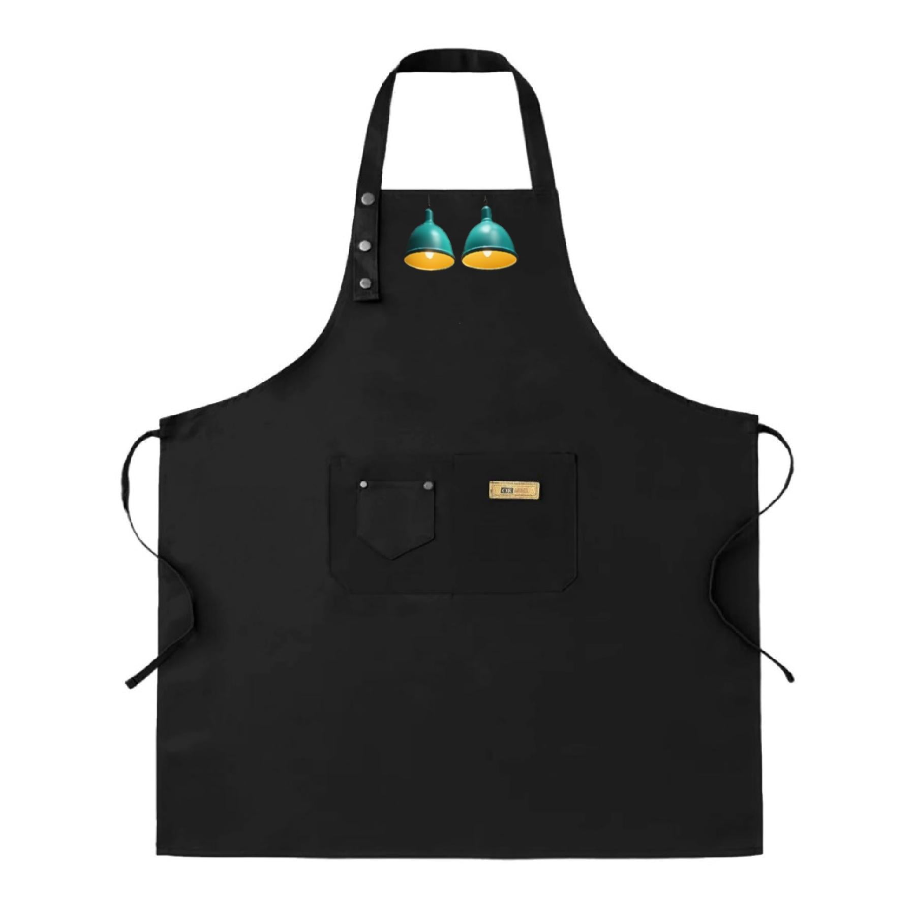 2 Pack Adjustable Bib Apron with 2 Pockets - Stylish Black Design with ...