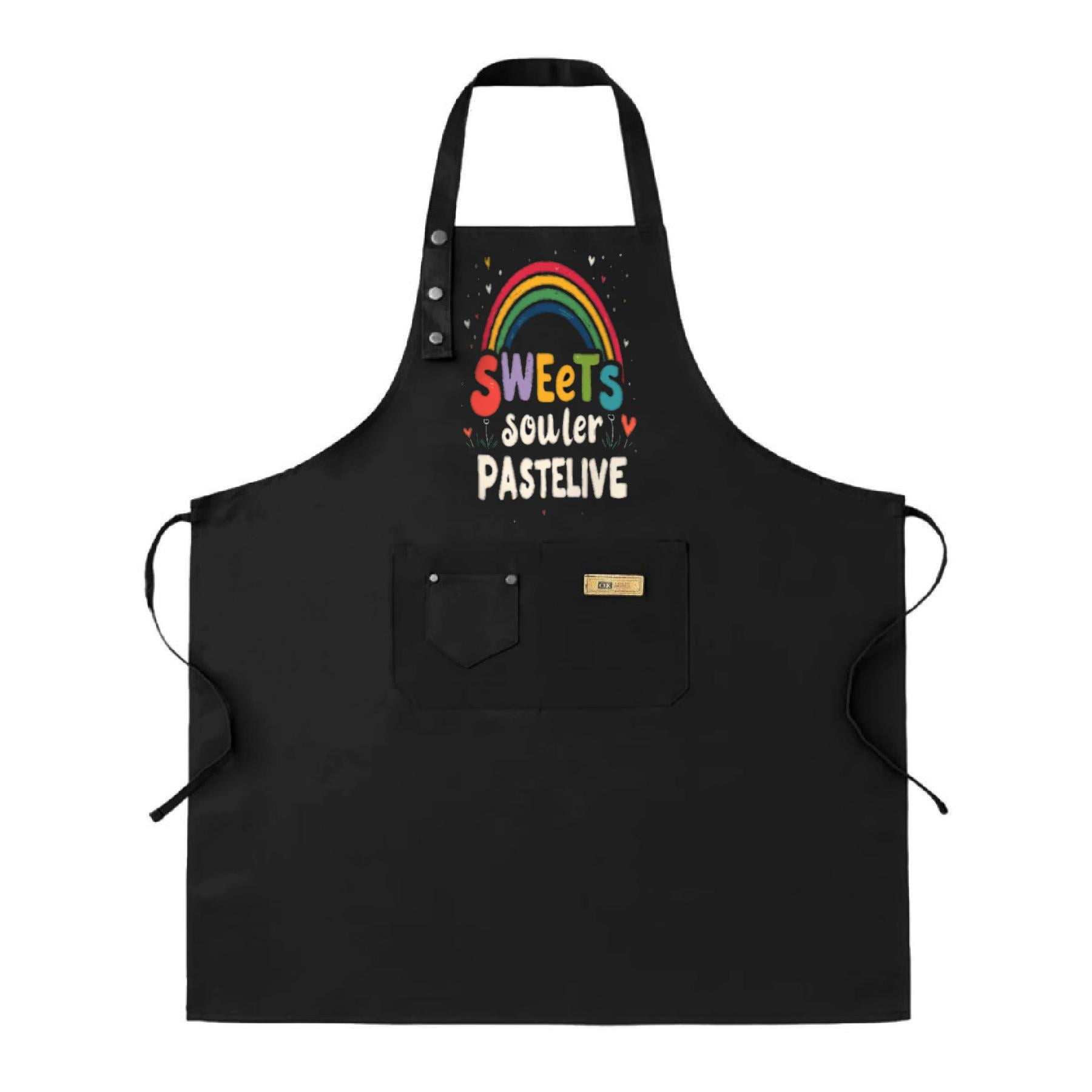 2 Pack Adjustable Bib Apron - Black with Colorful Rainbow & ' SWEETS ...