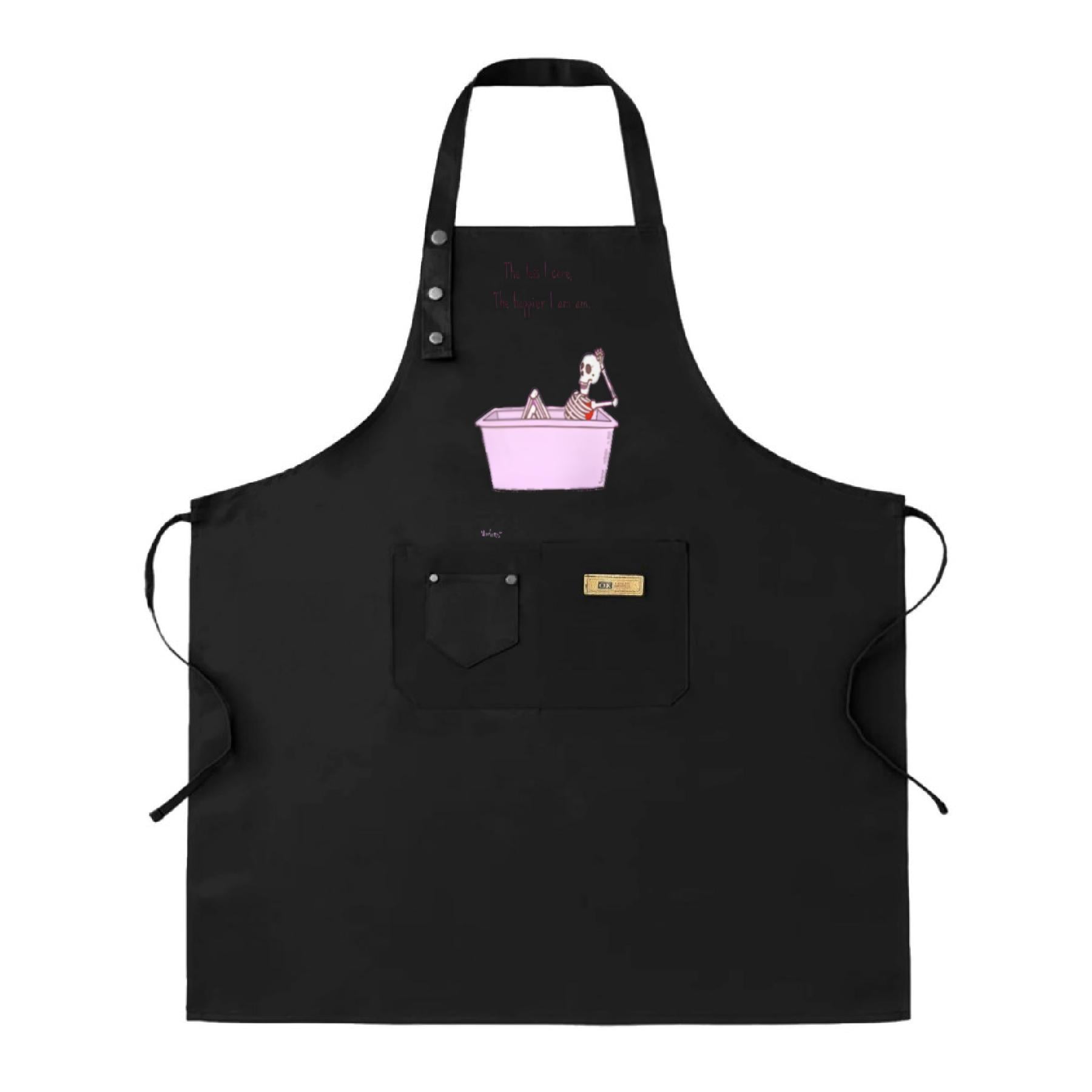 2 Pack Adjustable Bib Apron - Black with Denim-Style Pocket Cute Pink ...
