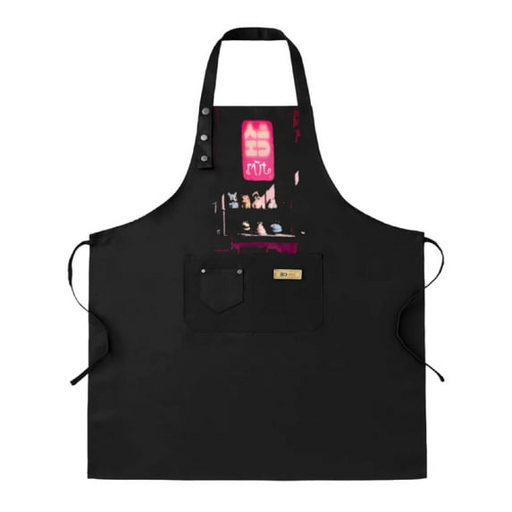 2 Pack Adjustable Bib Apron - Black with Pink & White Rectangular ...