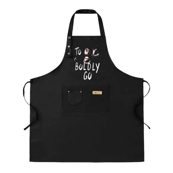 2 Pack Adjustable Bib Apron Set - Stylish Black Apron with Front Pocket ...