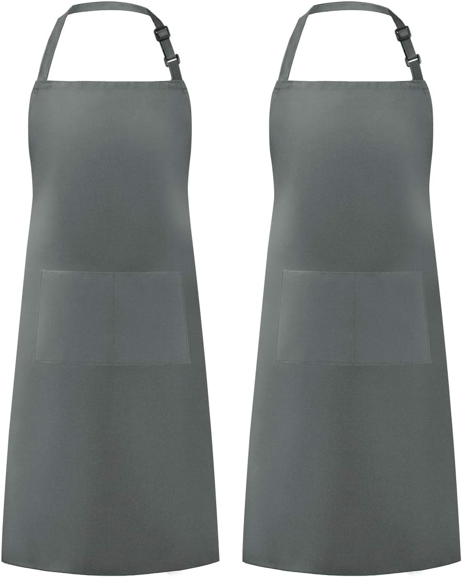 2 Pack Adjustable Bib Apron Thicker Version Waterdrop Resistant with 2 ...