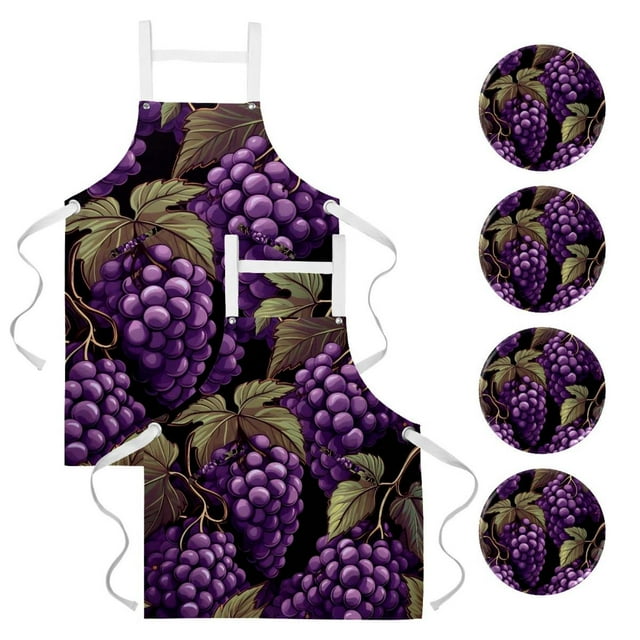 2 Pack Adjustable Bib Apron Waterdrop Resistant with Adjustable with 2 Pockets,4 Badges,Cooking ...
