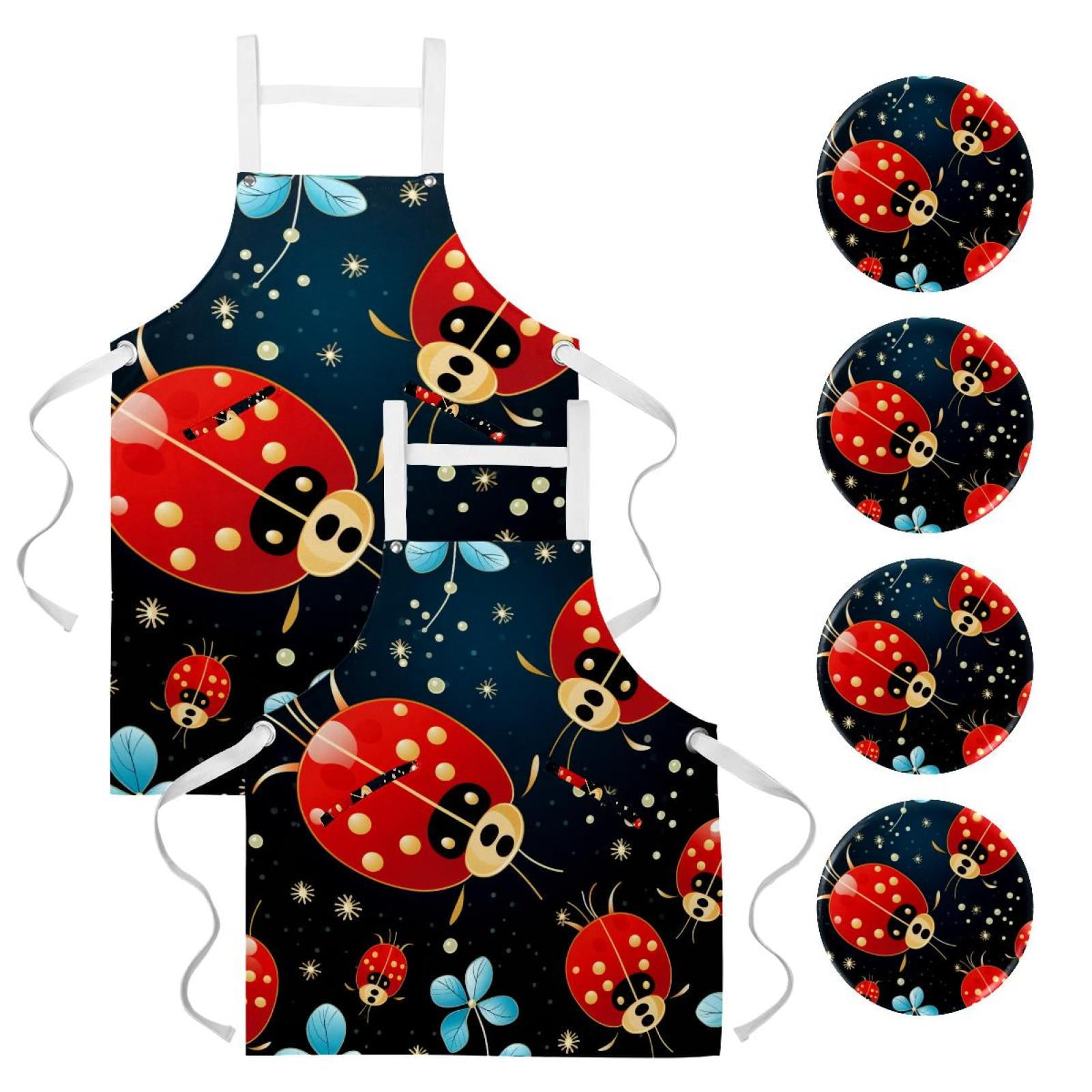 2 Pack Adjustable Bib Apron Waterdrop Resistant with Adjustable with 2 Pockets,4 Badges,Cooking ...