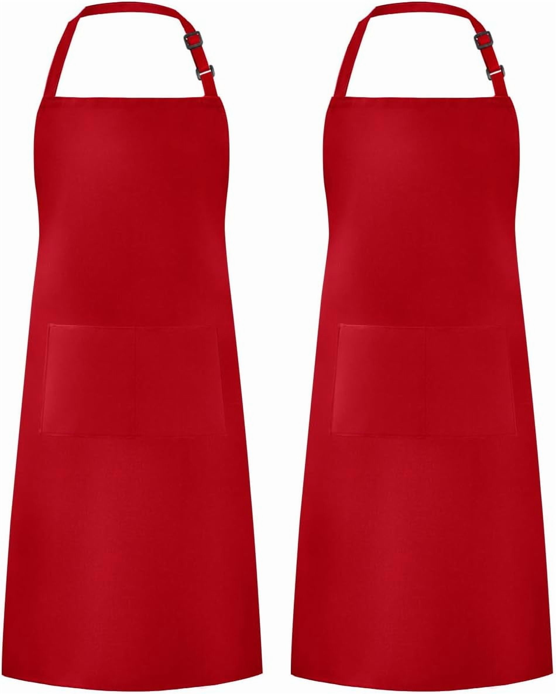 2 Pack Adjustable Bib Apron Waterdrop Resistant with 2 Pockets Cooking ...