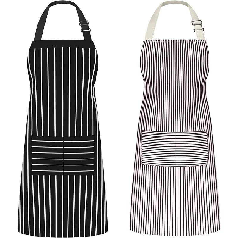2 Pack Adjustable Bib Apron Waterdrop Resistant with 2 Pockets Cooking ...