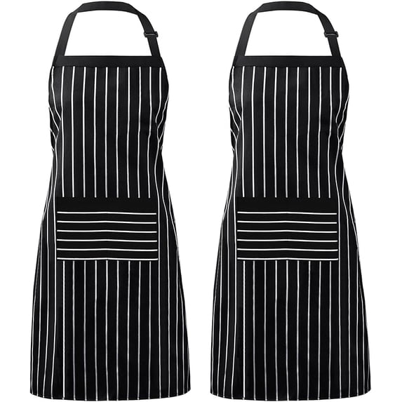 2 Pack Adjustable Bib Apron Waterdrop Resistant with 2 Pockets Cooking ...