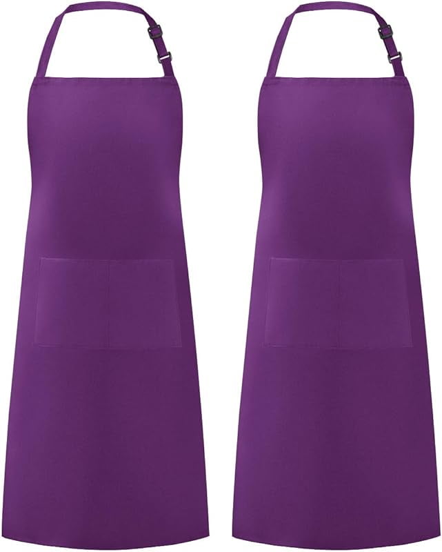 2 Pack Adjustable Bib Apron Waterdrop Resistant with 2 Pockets Cooking ...