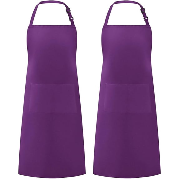 2 Pack Adjustable Bib Apron Waterdrop Resistant with 2 Pockets Cooking ...