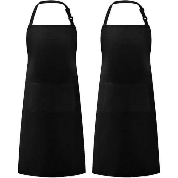 2 Pack Adjustable Bib Apron Waterdrop Resistant with 2 Pockets Cooking ...