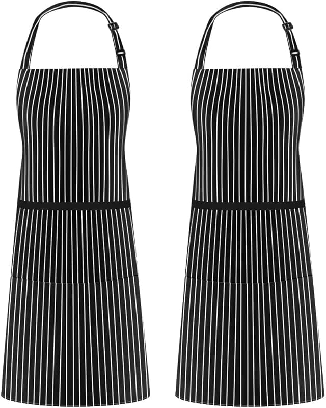 2 Pack Adjustable Bib Apron Waterdrop Resistant with 2 Pockets Cooking ...