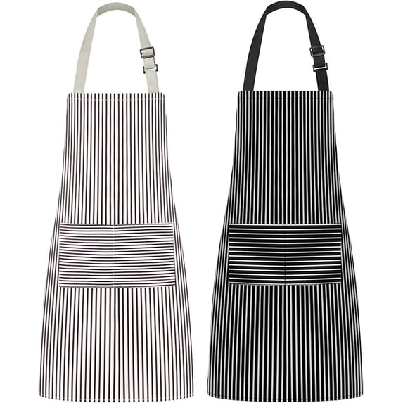 2 Pack Adjustable Bib Apron Waterdrop Resistant with 2 Pockets Cooking ...