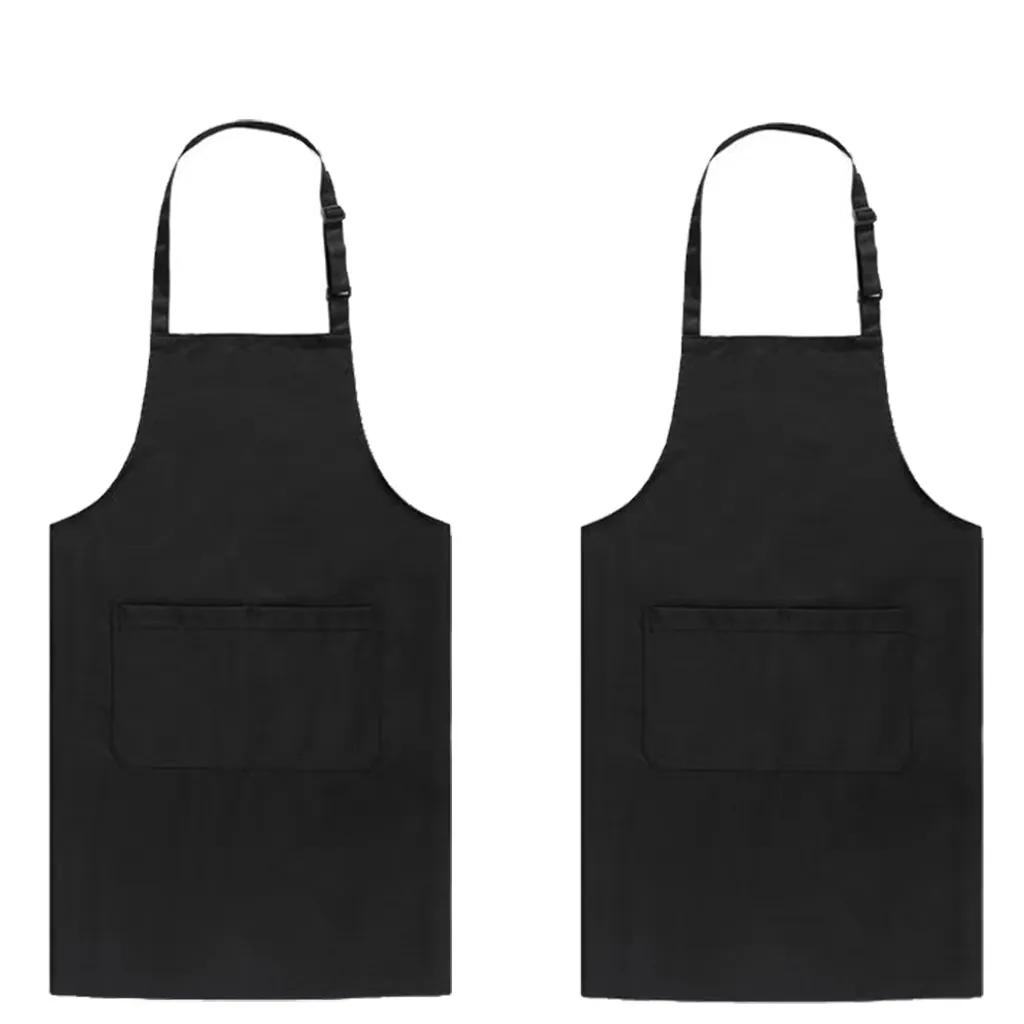 2 Pack Adjustable Bib Apron Waterproof 2 Pocket Cooking Apron Unisex Black - Walmart.com