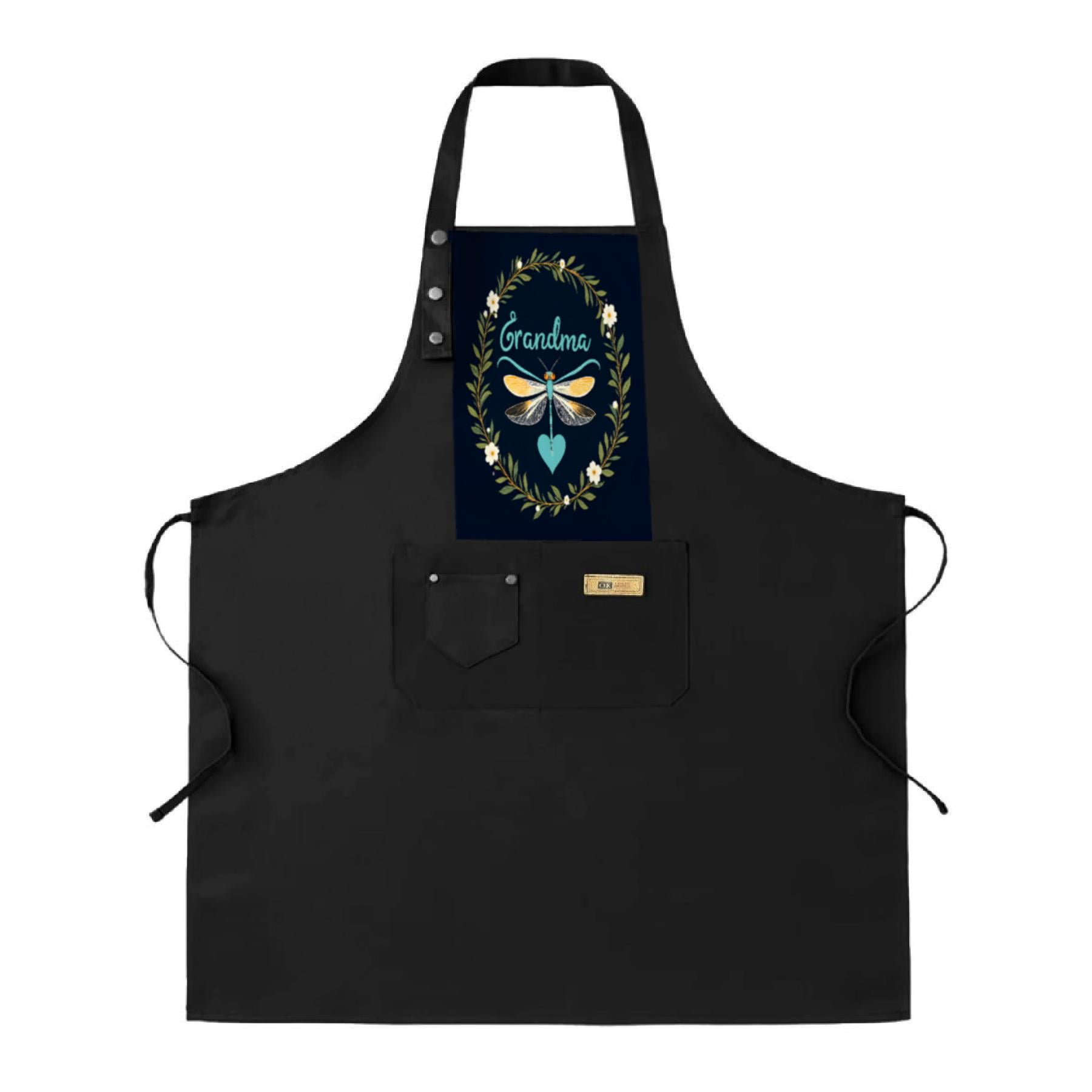 2 Pack Adjustable Bib Apron for Cooking - Black with Butterfly & Floral ...
