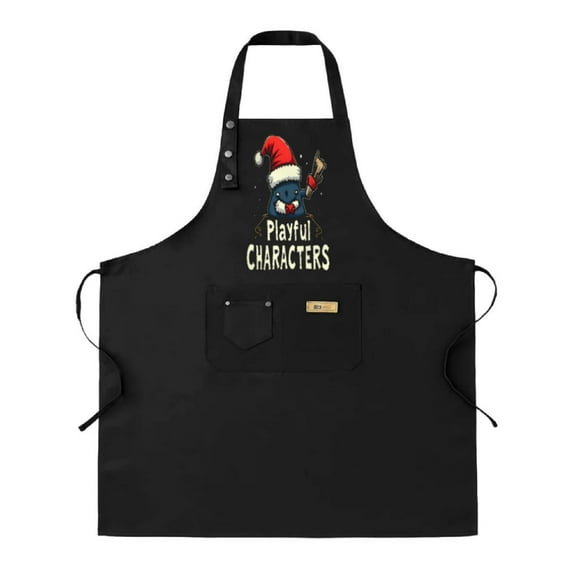 2 Pack Adjustable Bib Apron for Men & Women - Black with Cartoon Santa ...