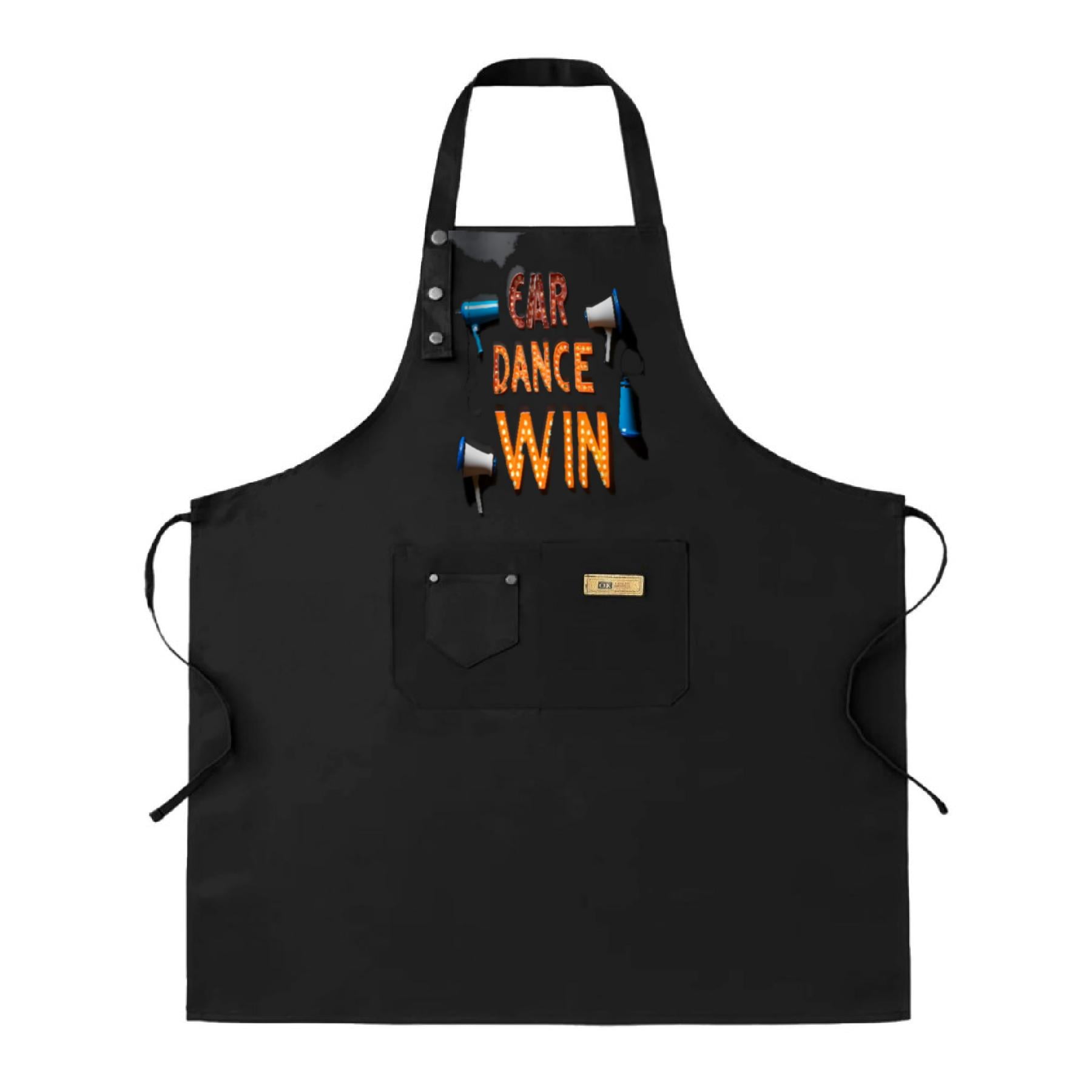 2 Pack Adjustable Bib Apron with 2 Pockets - Black with ' CAR DANCE WIN ...