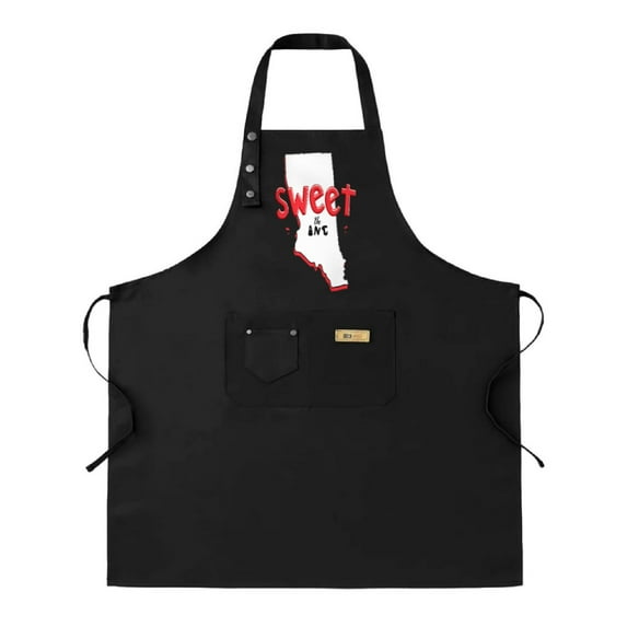 2 Pack Adjustable Bib Apron with 2 Pockets Black with Red & White Map ...