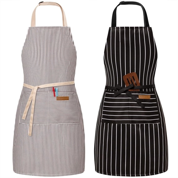 2 Pack Adjustable Bib Apron with 2 Pockets Chef Cooking Kitchen ...