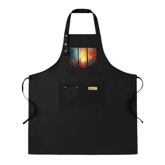 2 Pack Adjustable Bib Apron with 2 Pockets - Unique Cityscape Sunset ...