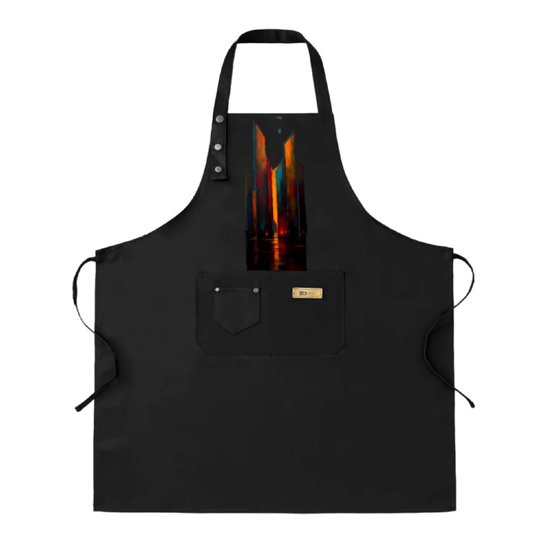 2 Pack Adjustable Bib Apron with 2 Pockets - Vibrant Abstract Building ...