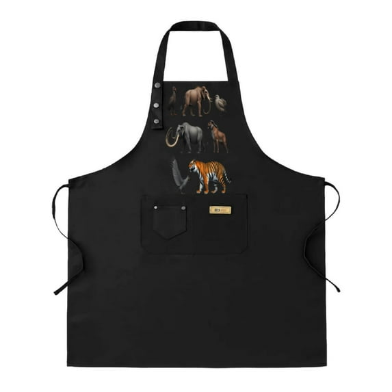 2 Pack Adjustable Bib Apron with Animal Illustrations - Realistic Tiger ...