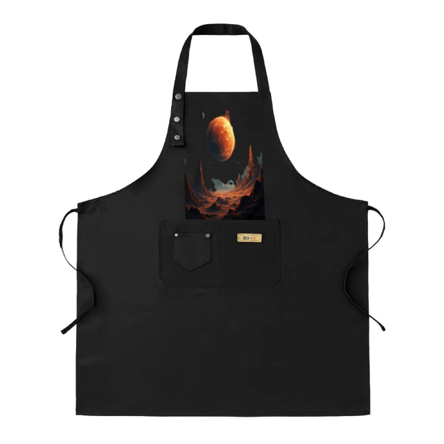 2 Pack Adjustable Bib Apron with Artistic Red Planet Design & Fiery ...