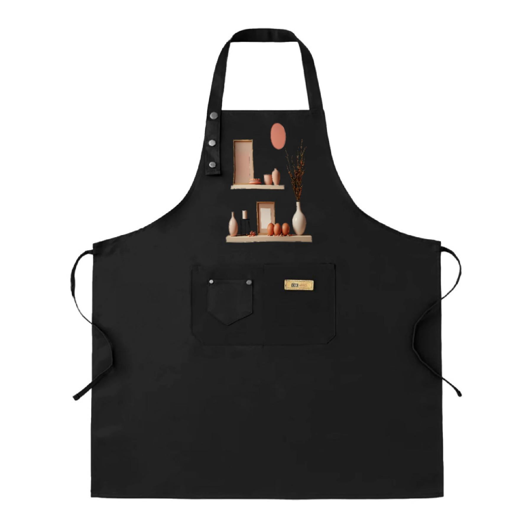 2 Pack Adjustable Bib Apron with Artistic Shelf Design - Black with ...
