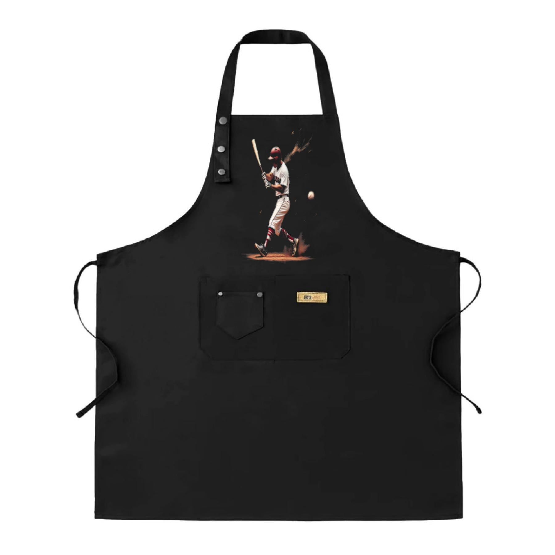 2 Pack Adjustable Bib Apron with Baseball Player Design & 2 Pockets ...