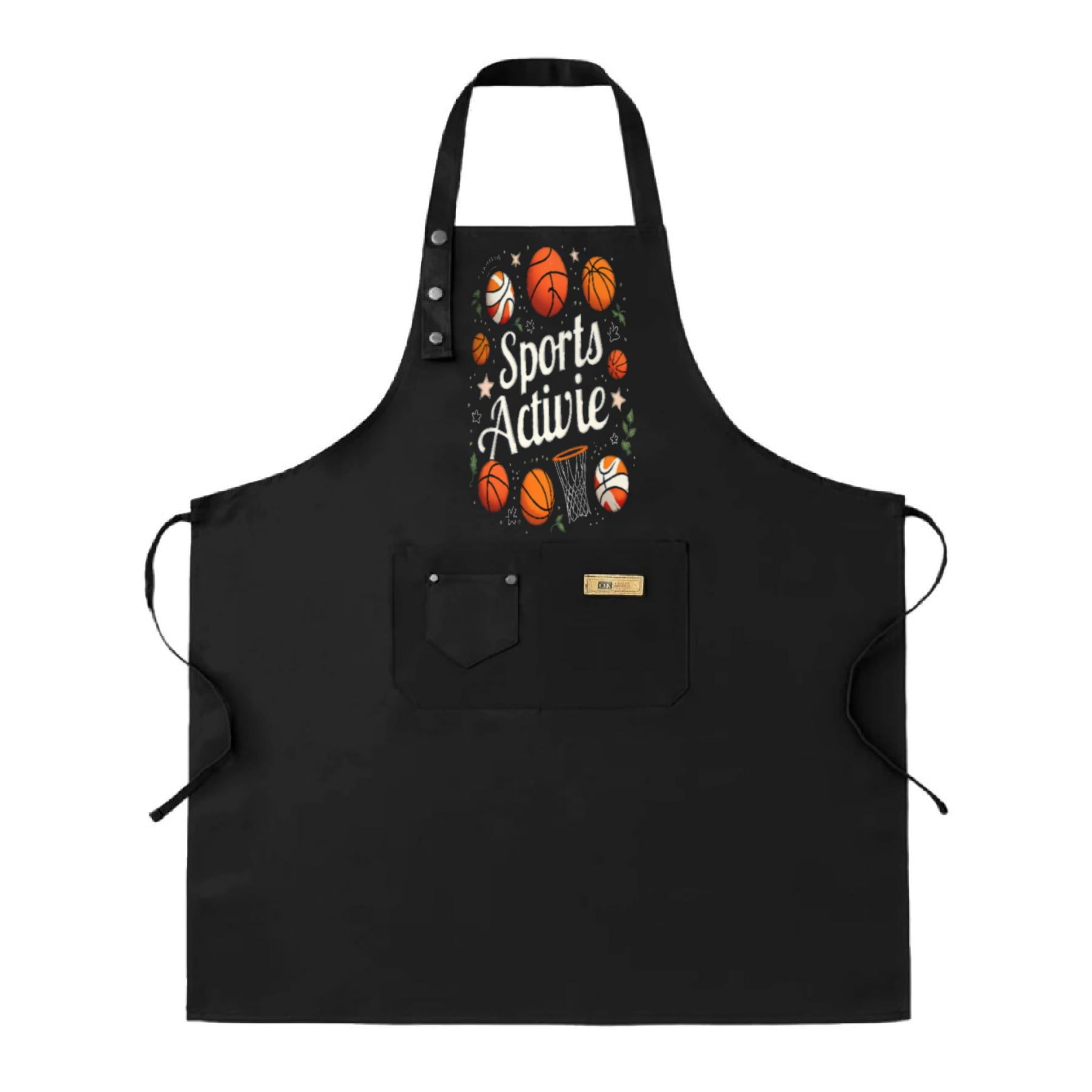2 Pack Adjustable Bib Apron with Basketball Graphics Central Pocket ...
