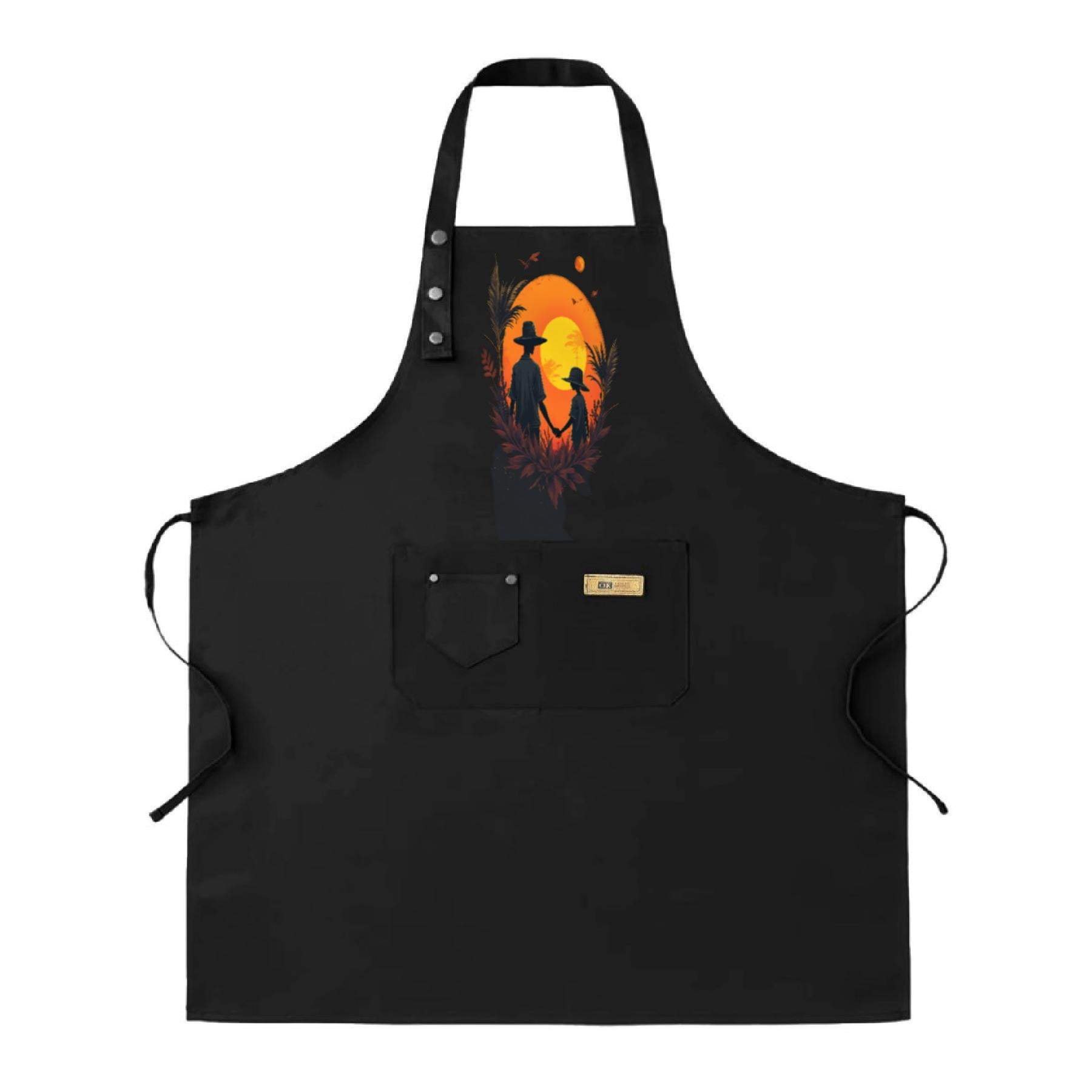 2 Pack Adjustable Bib Apron with Black Silhouette Design of Adult ...