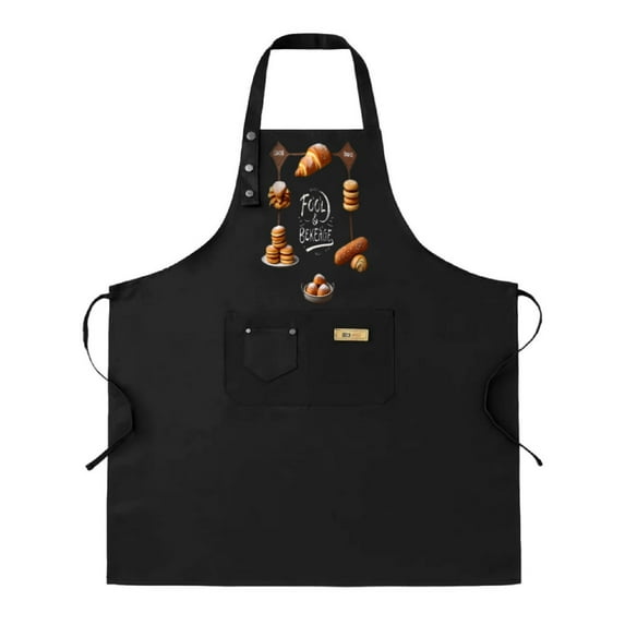 2 Pack Adjustable Bib Apron with Bread Design & " Bakery " 2 Pockets ...