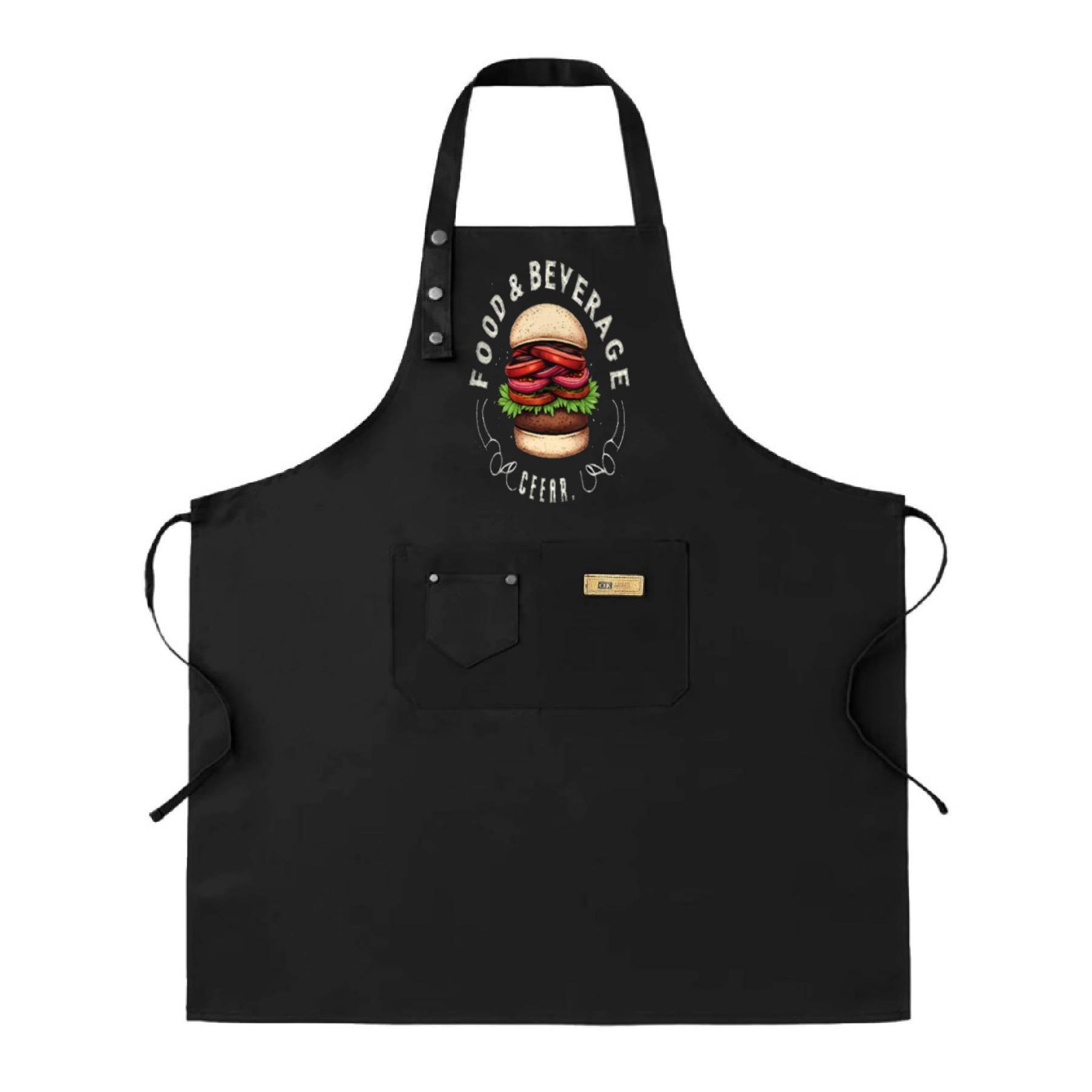 2 Pack Adjustable Bib Apron with Burger Graphic & " BEVERAGE " Text 2 ...
