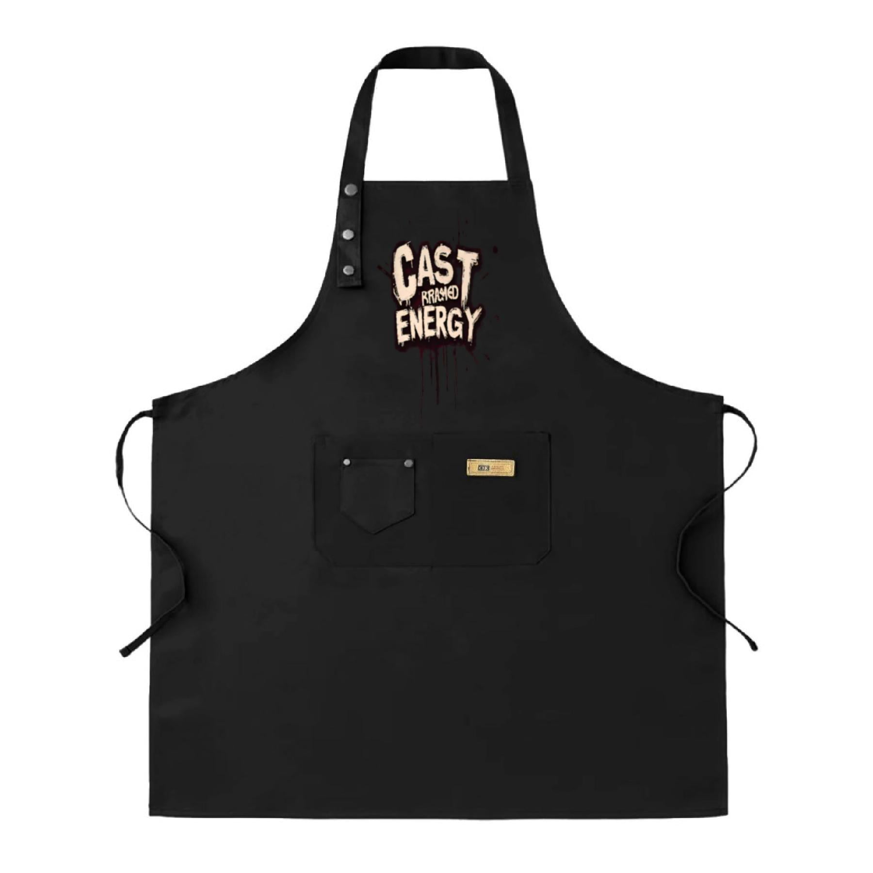 2 Pack Adjustable Bib Apron with " CAST AND ENERGY " Design 2 Pockets ...