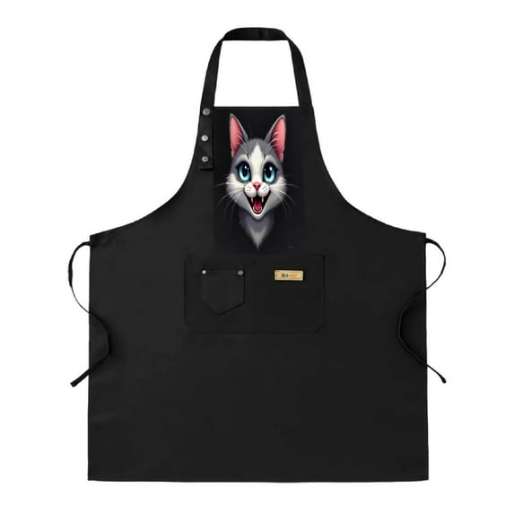 2 Pack Adjustable Bib Apron with Cartoon Cat Design Front Pocket with ...