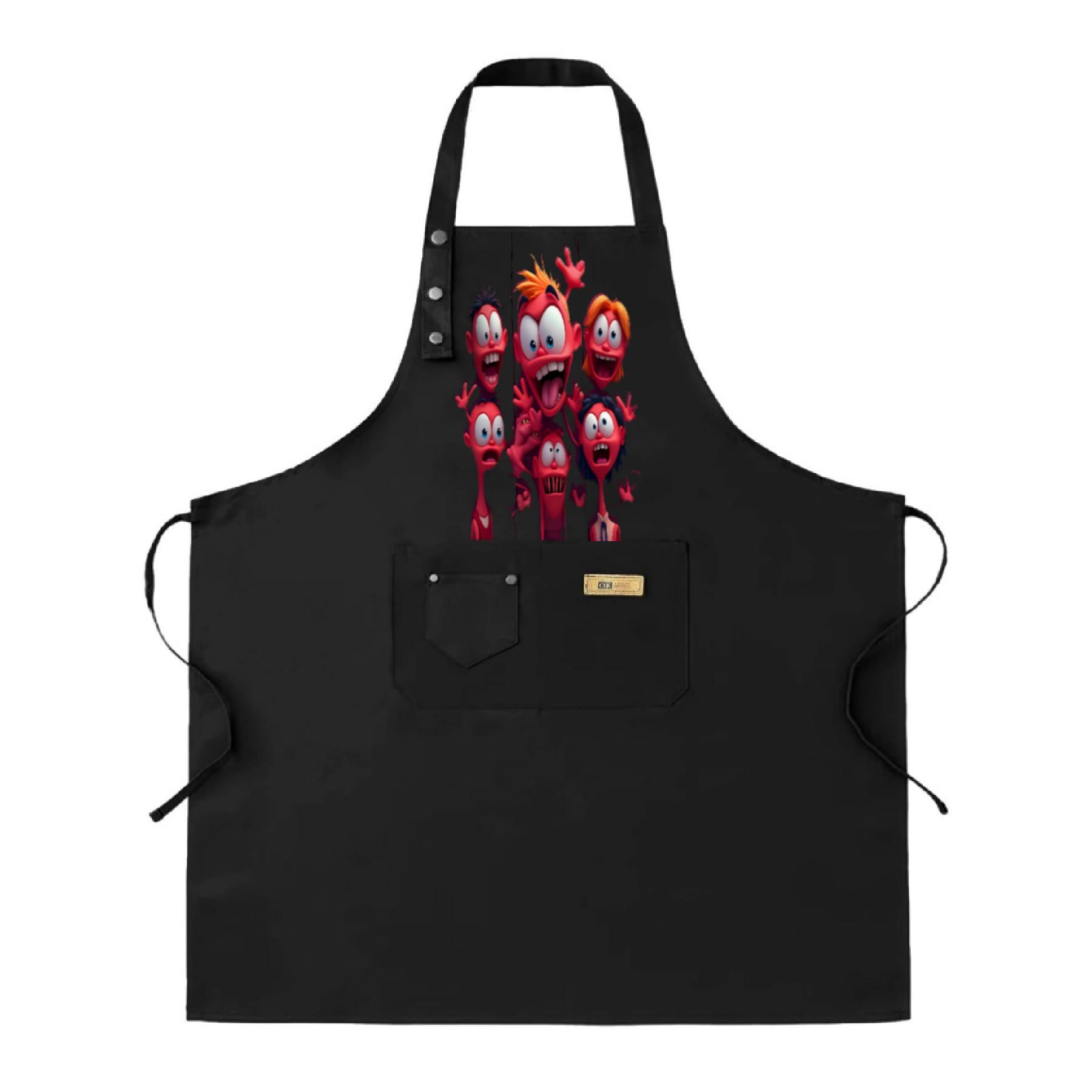 2 Pack Adjustable Bib Apron with Cartoon Character Design - Black with ...