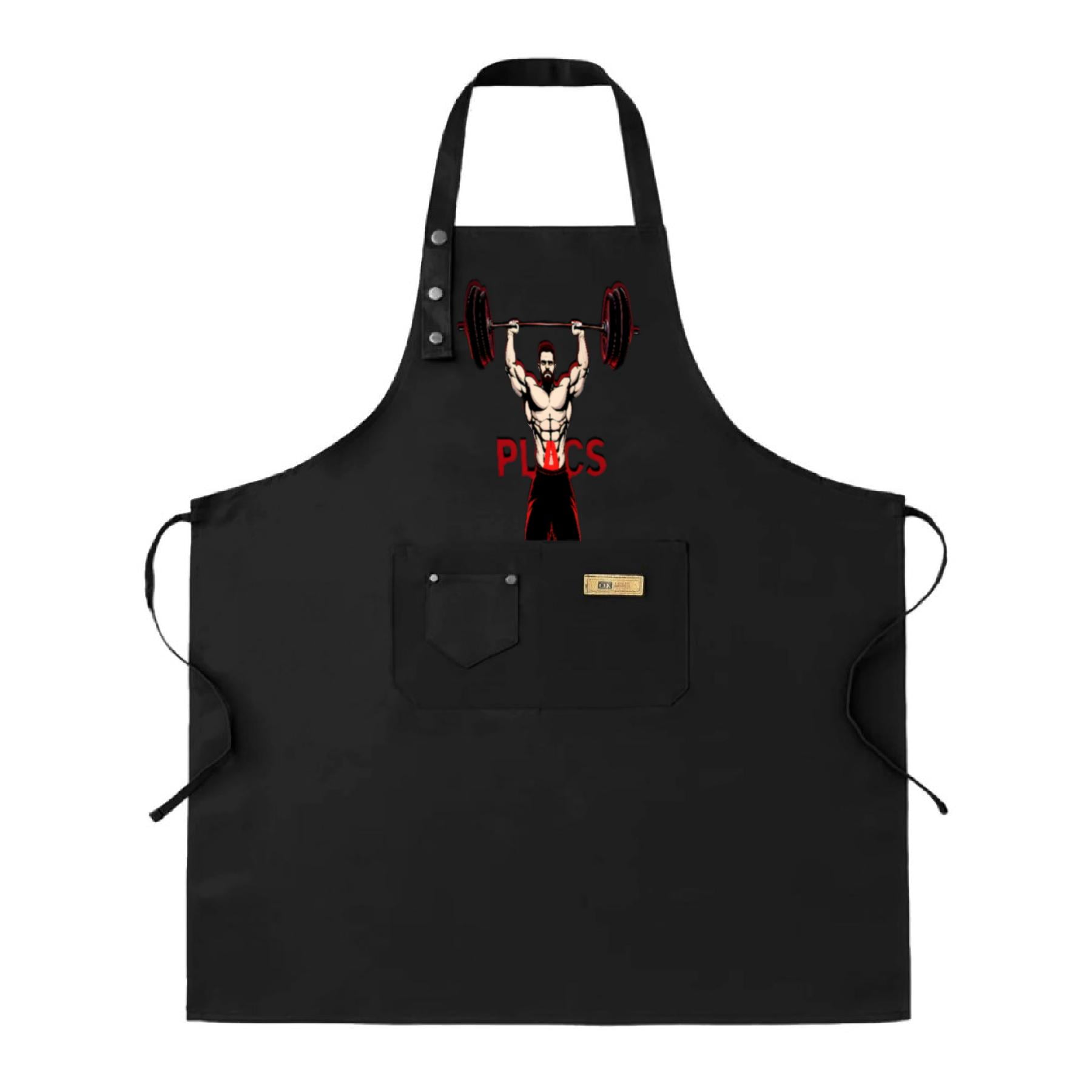 2 Pack Adjustable Bib Apron with Cartoon Muscle Man Design 2 Pockets ...