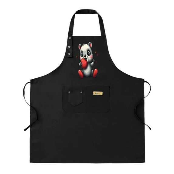 2 Pack Adjustable Bib Apron with Cartoon Panda & Red Design 2 Pockets ...